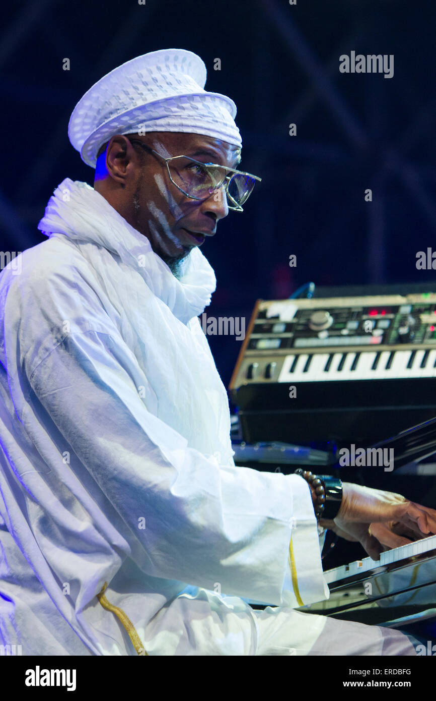 Turin, Italy, 1st June 2015. Cuban jazz pianist Omar Sosa performs with ...