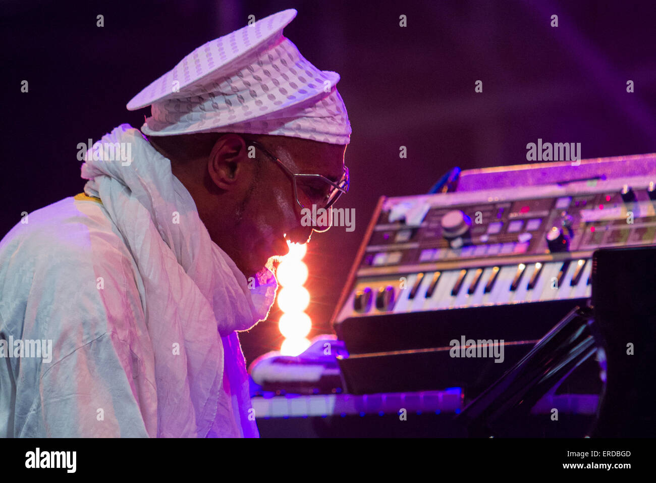 Turin, Italy, 1st June 2015. Cuban jazz pianist Omar Sosa performs with ...
