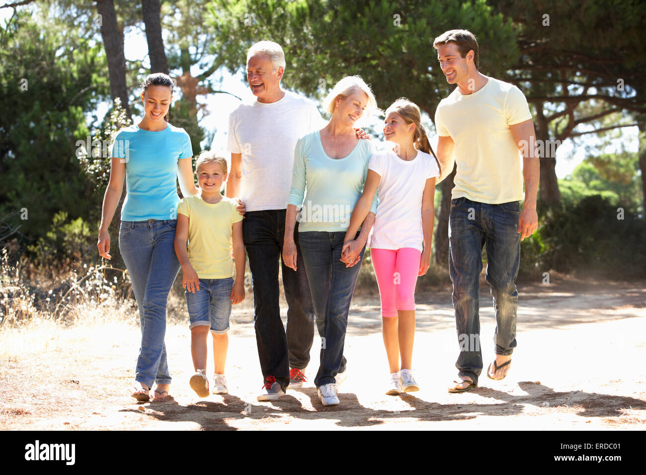 Three Generation Family On Summer Countryside Walk Together Stock Photo ...