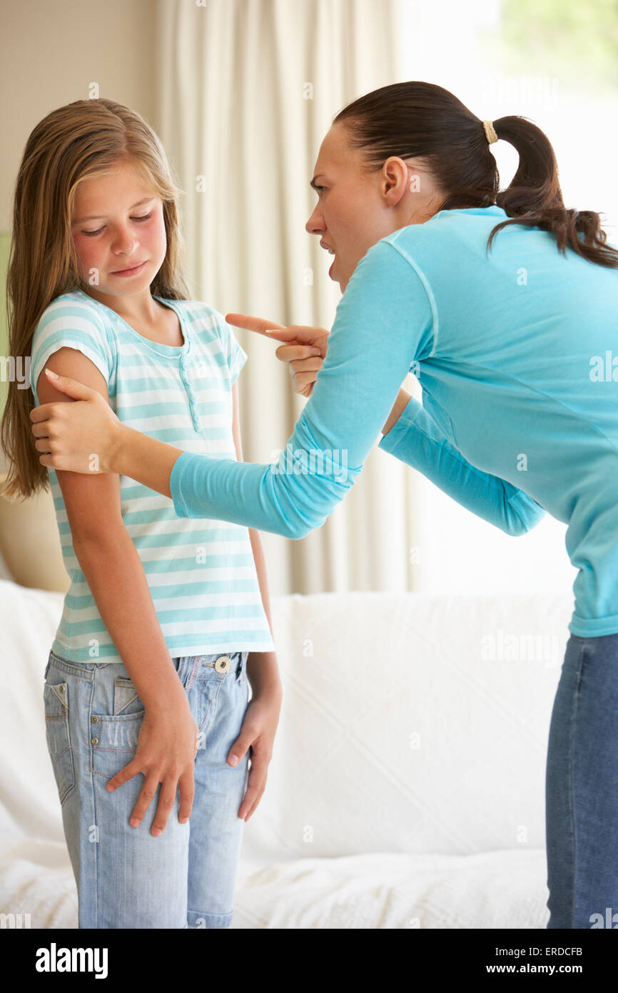 Mother Telling Off Daughter At Home Stock Photo - Alamy