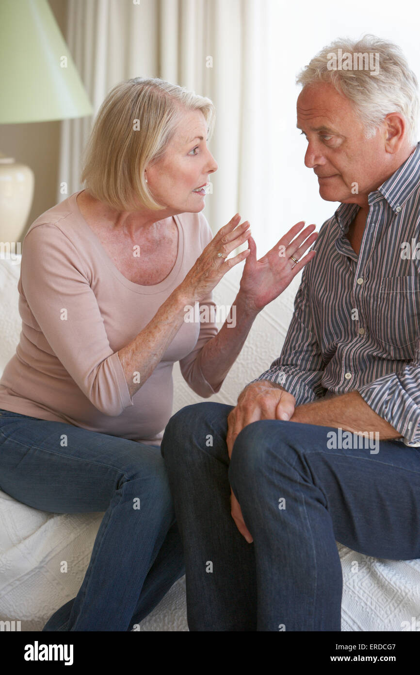 Senior Couple Having Argument At Home Stock Photo - Alamy