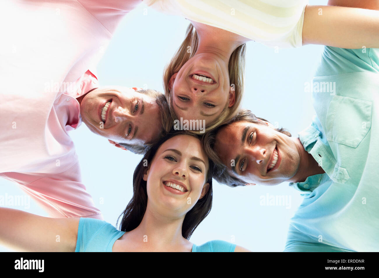 Group Of Friends Looking Down Into Camera Stock Photo - Alamy