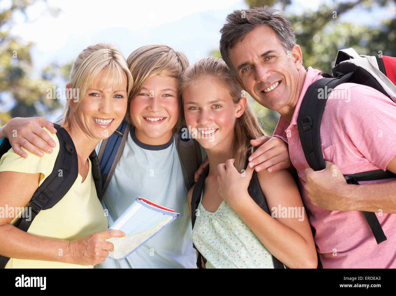Middle Aged Family Hiking Through Countryside Stock Photo - Alamy