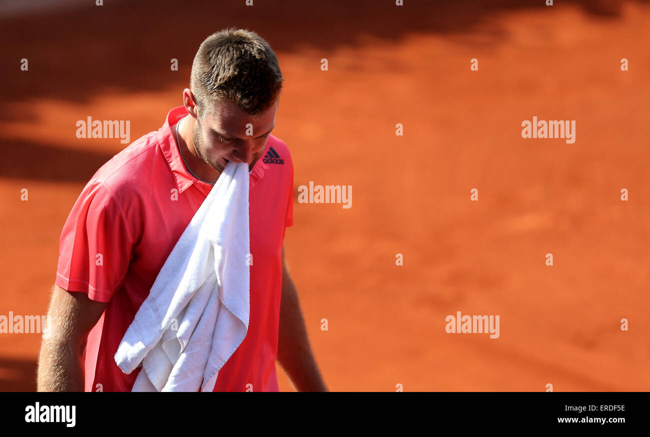 Paris. 1st June, 2015. Jack Sock of the United States gets ready to ...