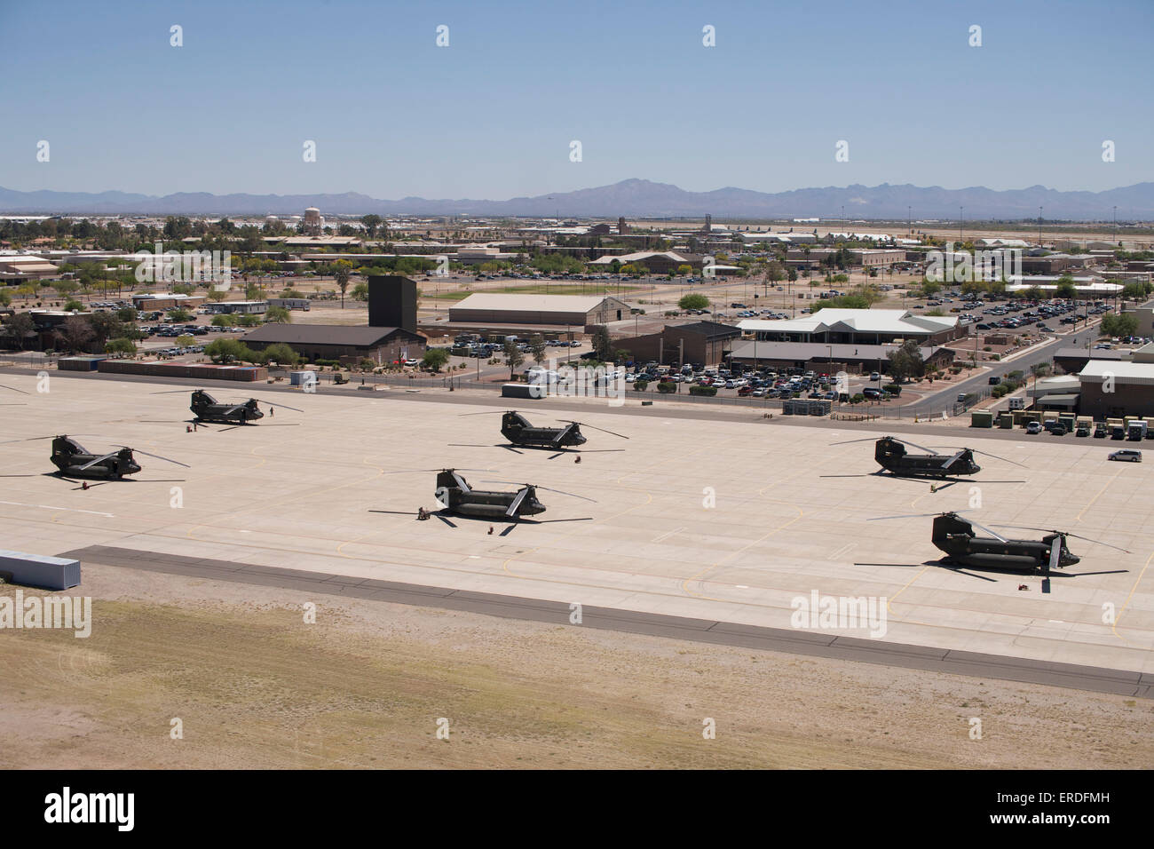 CH-47 Chinook helicopters on the flight line at Davis-Monthan Air Base ...