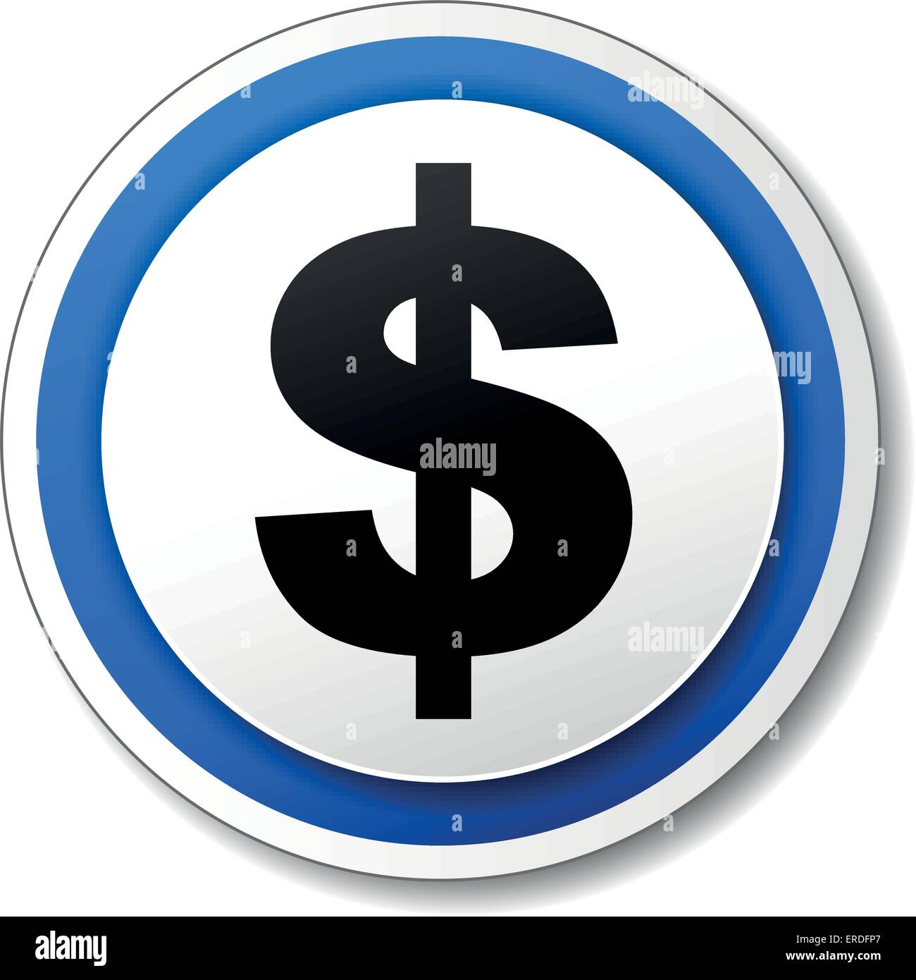 Vector illustration of black and blue dollar icon on white background ...