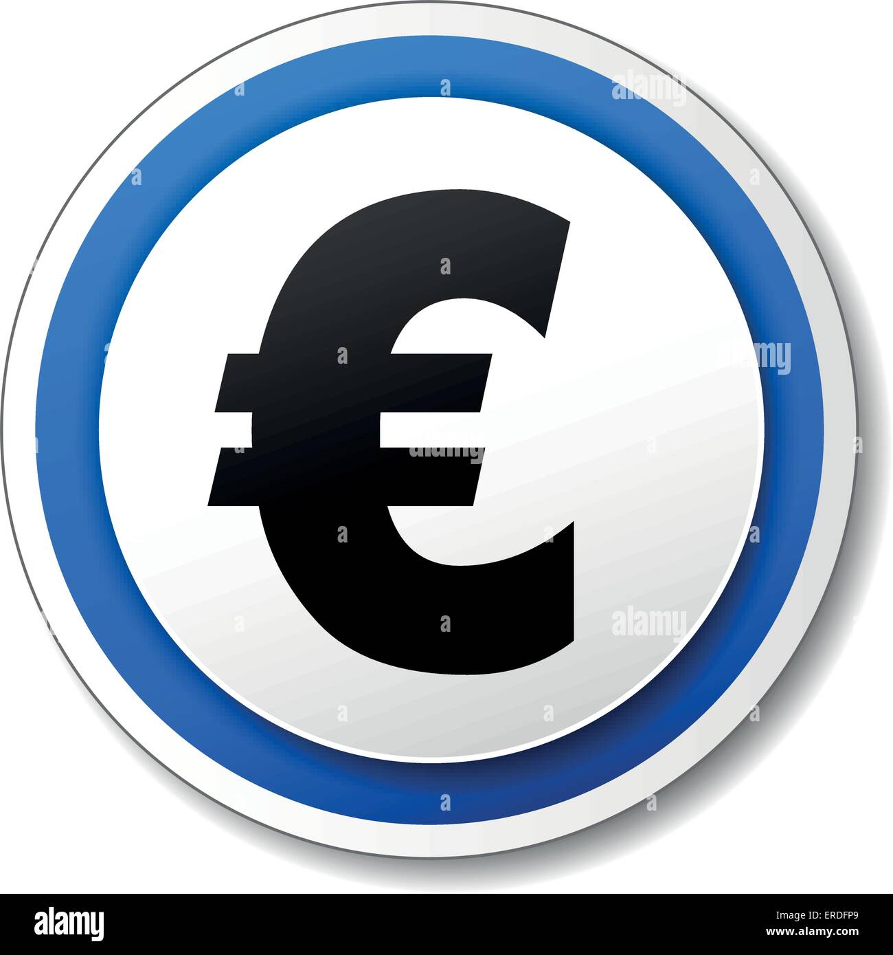 Vector illustration of black and blue euro icon on white background ...