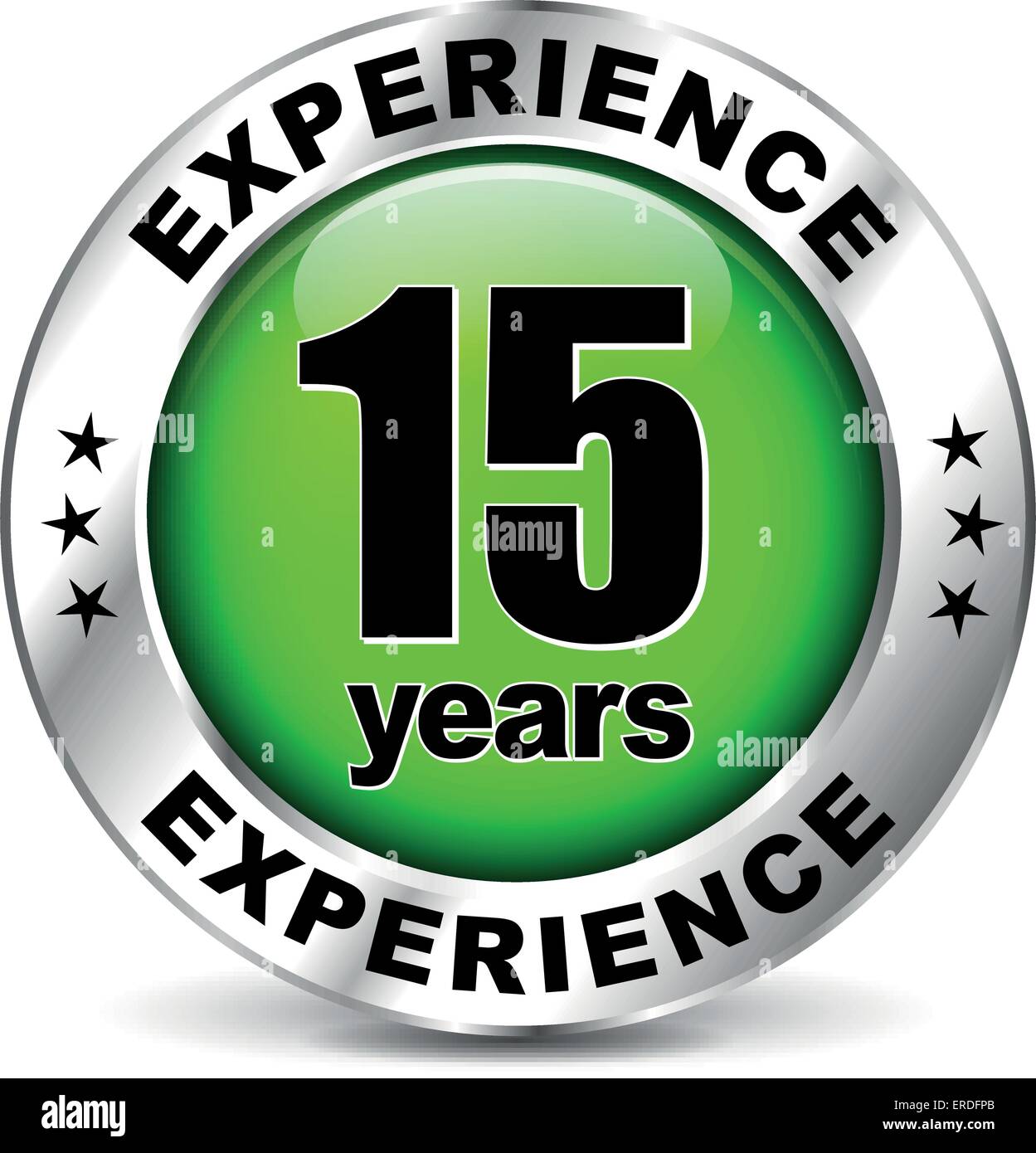 Vector illustration of fifteen years experience icon on white ...