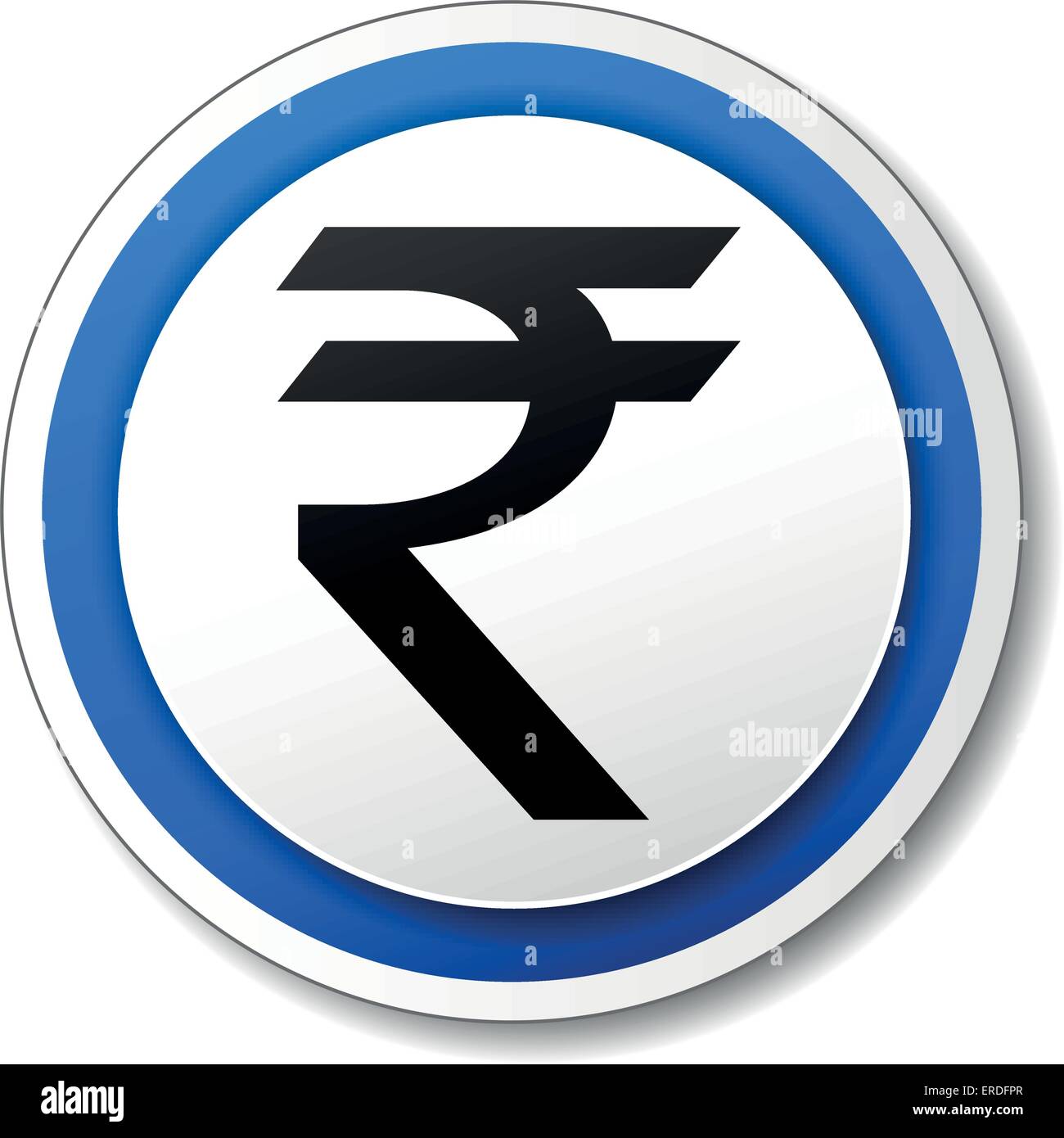 Vector illustration of black and blue rupee icon on white background ...