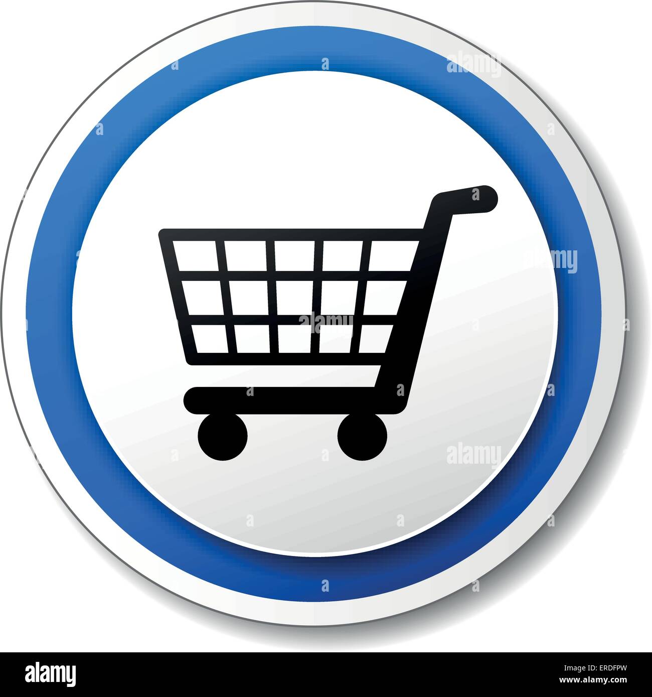 Vector illustration of white and blue shopping icon on white background ...