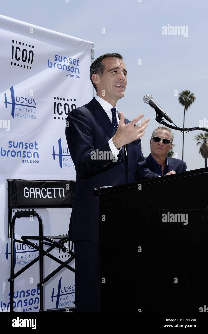 Los Angeles, CA, USA. 1st June, 2015. Eric Garcetti, Victor J. Coleman ...