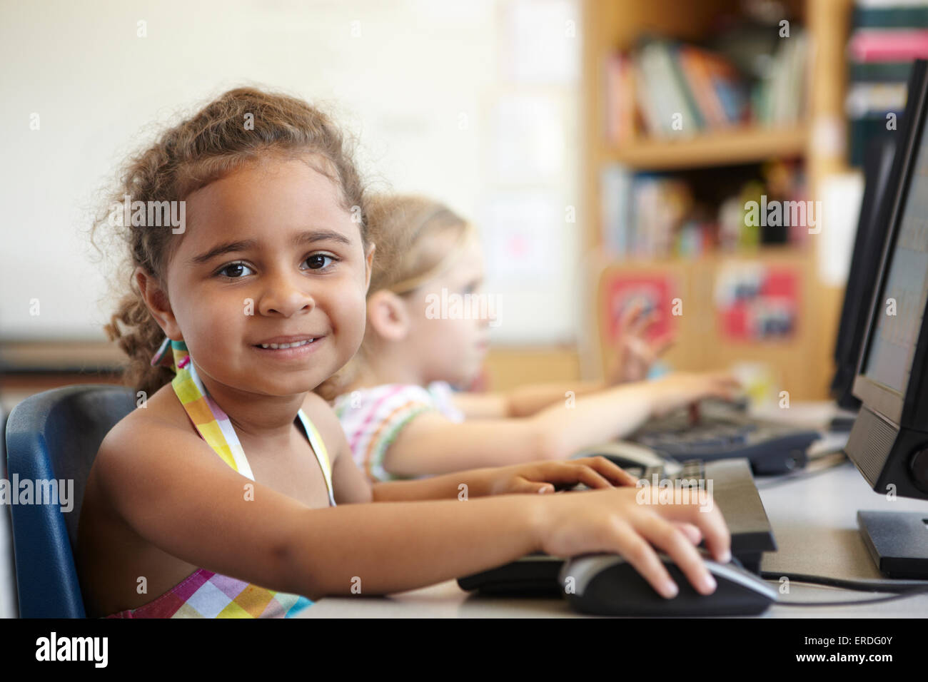 Elementary School Pupil In Computer Class Stock Photo - Alamy