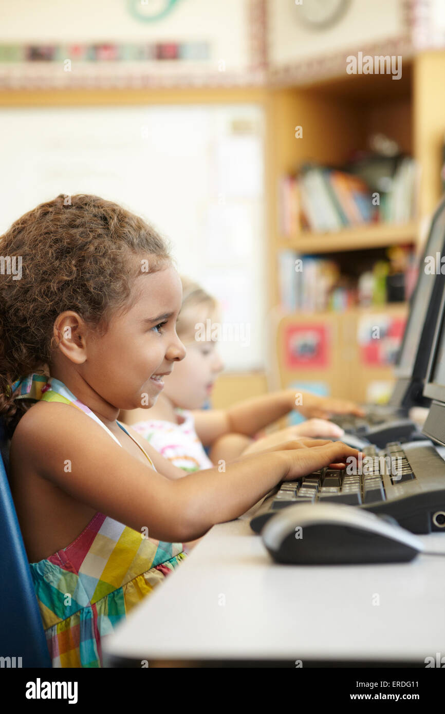 Elementary School Pupil In Computer Class Stock Photo - Alamy