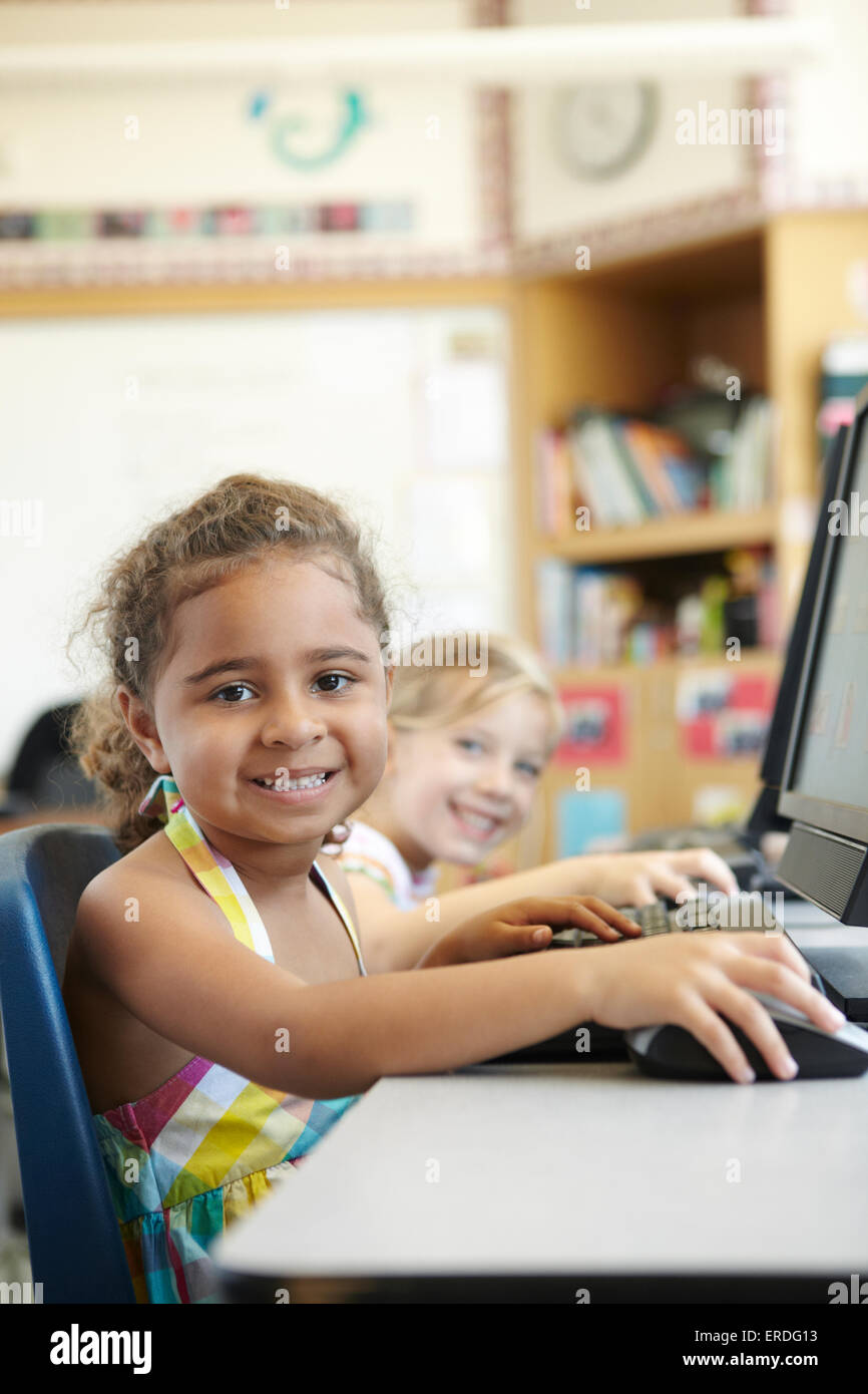 Elementary School Pupil In Computer Class Stock Photo - Alamy