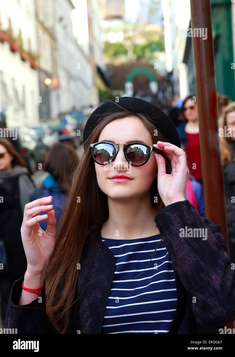 Close-up portrait of beautiful girl in the city Stock Photo - Alamy