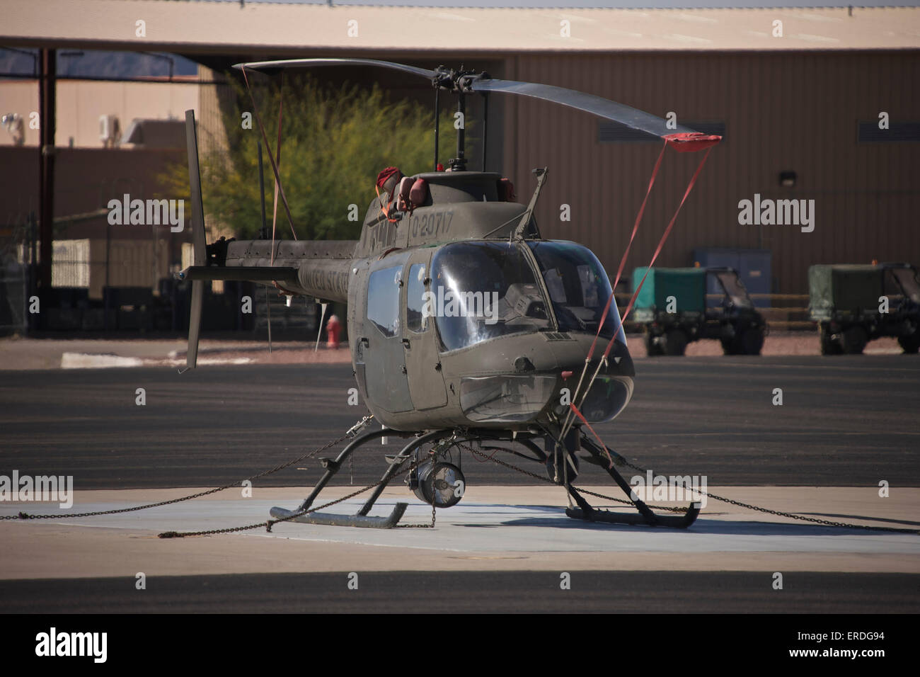 An OH-58 Kiowa helicopter of the U.S. Army on the tarmac at Pinal ...