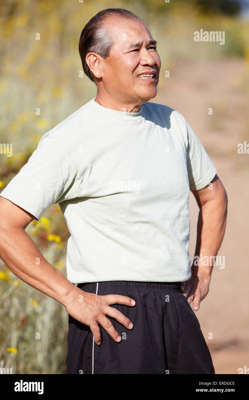 Asian senior man running on hi-res stock photography and images - Alamy