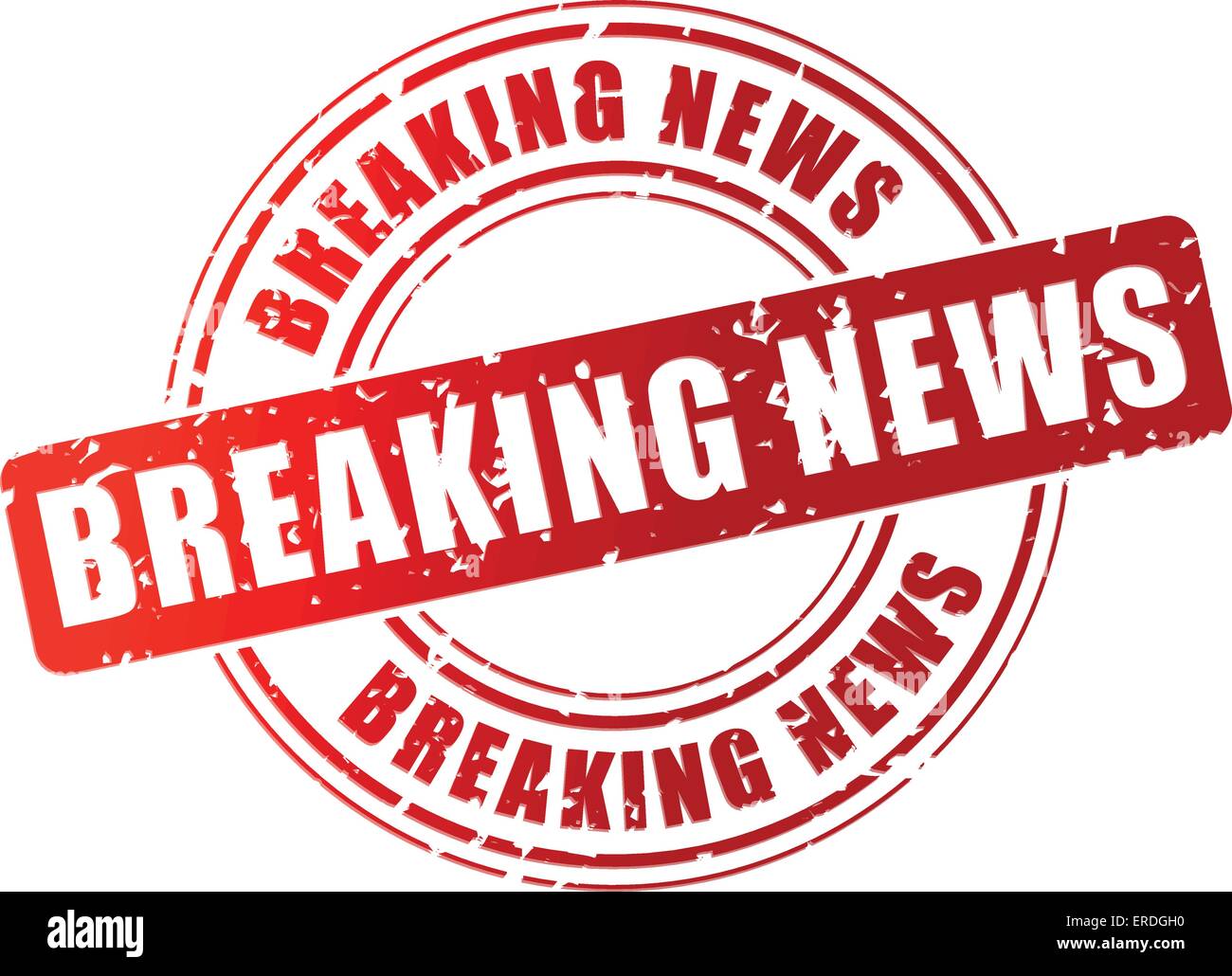 Vector illustration of breaking news red stamp on white background ...