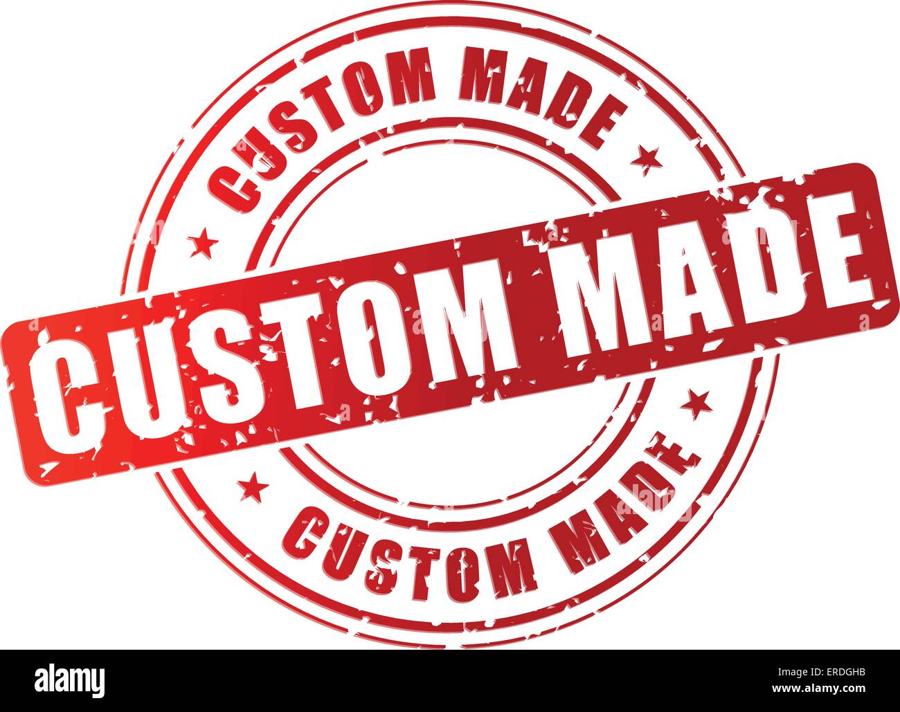 Vector illustration of red custom made stamp on white background Stock ...