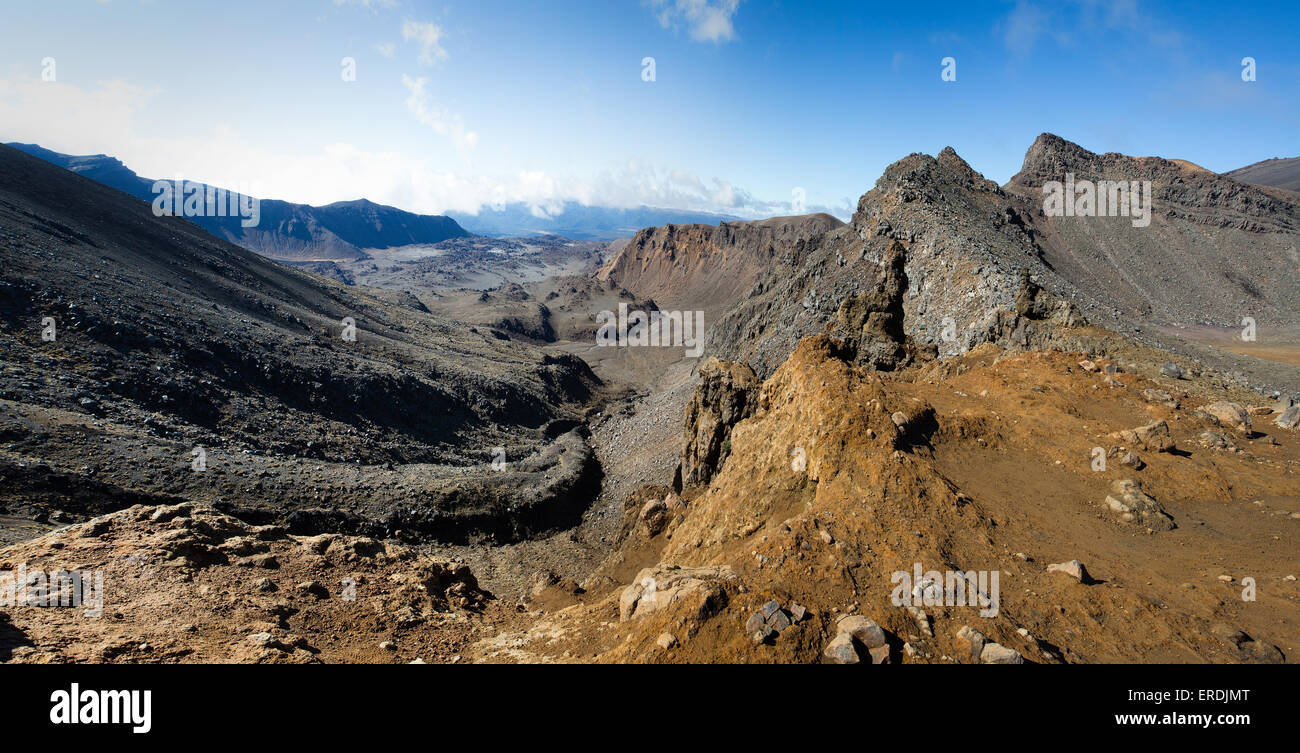 Tongariro Alpine Crossing volcanic landscape of lava flows and sills ...