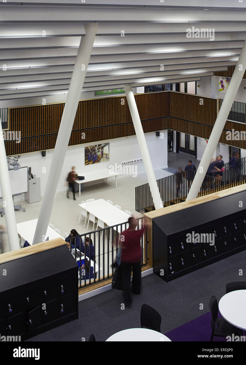 View from above towards multifunctional circulation and learning spaces ...