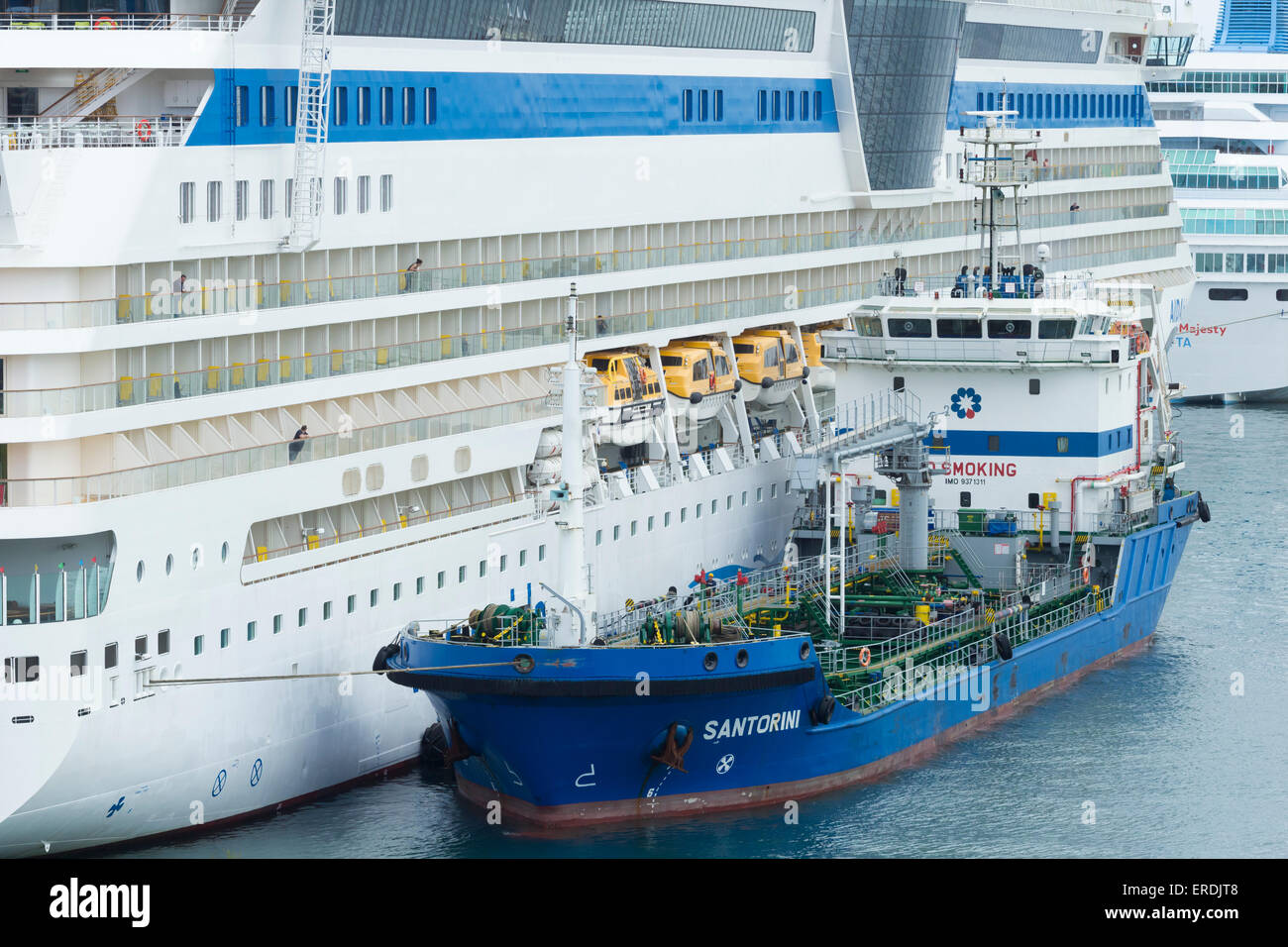 Cruise ship refuelling in port Stock Photo - Alamy