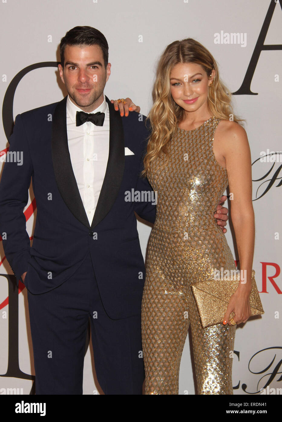 New York, USA. 1st June, 2015. Actor ZACH QUINTO and model GIGI HADID ...