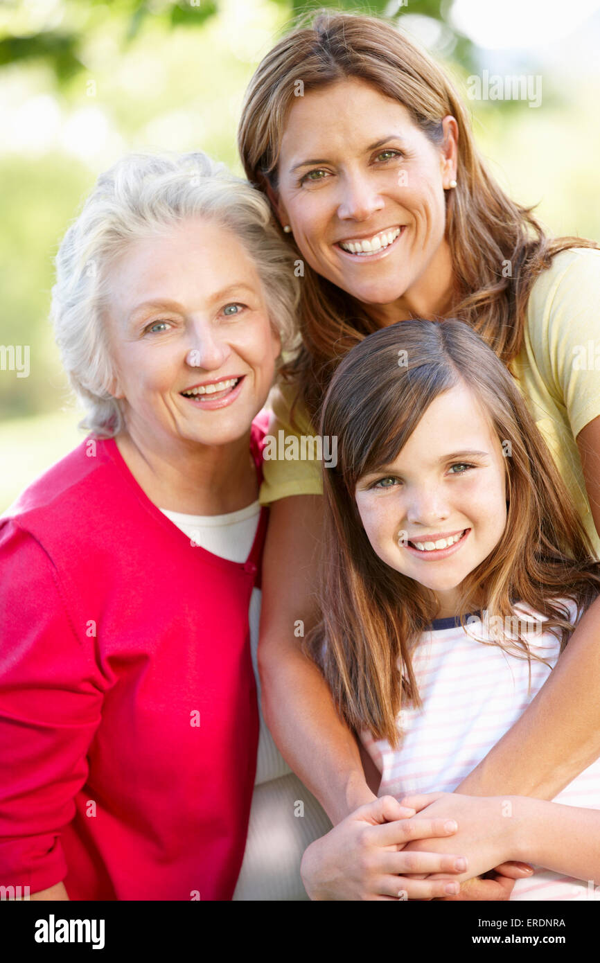 Multi-generation family in park Stock Photo - Alamy
