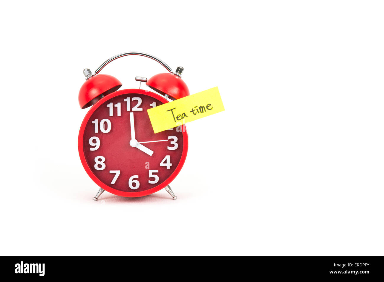 Retro alarm clock with sticky note pad Stock Photo - Alamy