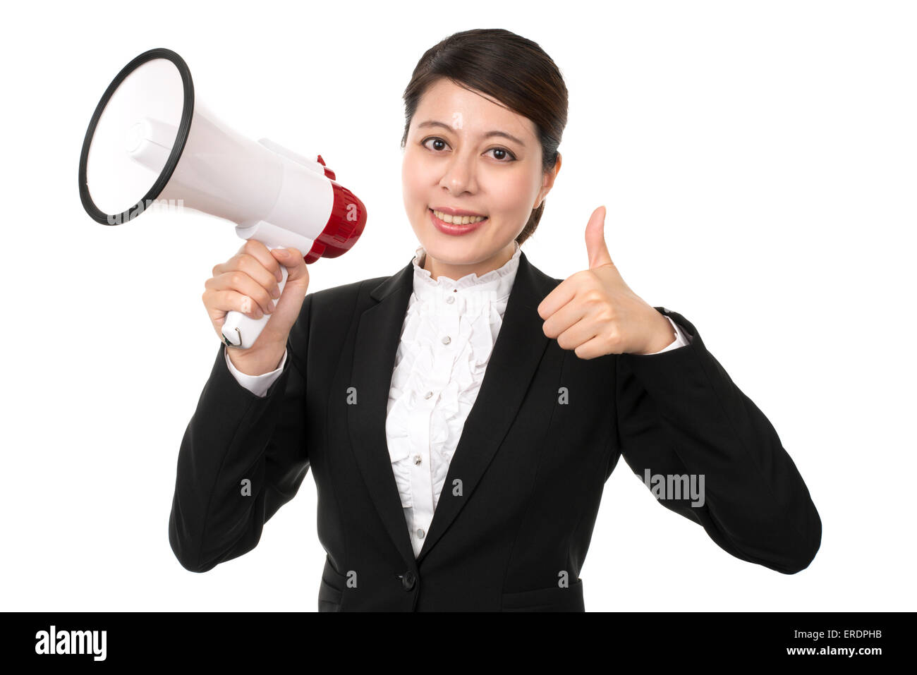Person speaking bullhorn hi-res stock photography and images - Alamy