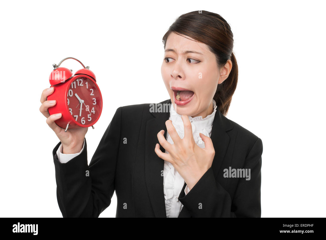 Businesswoman Checking the Time late Stock Photo - Alamy