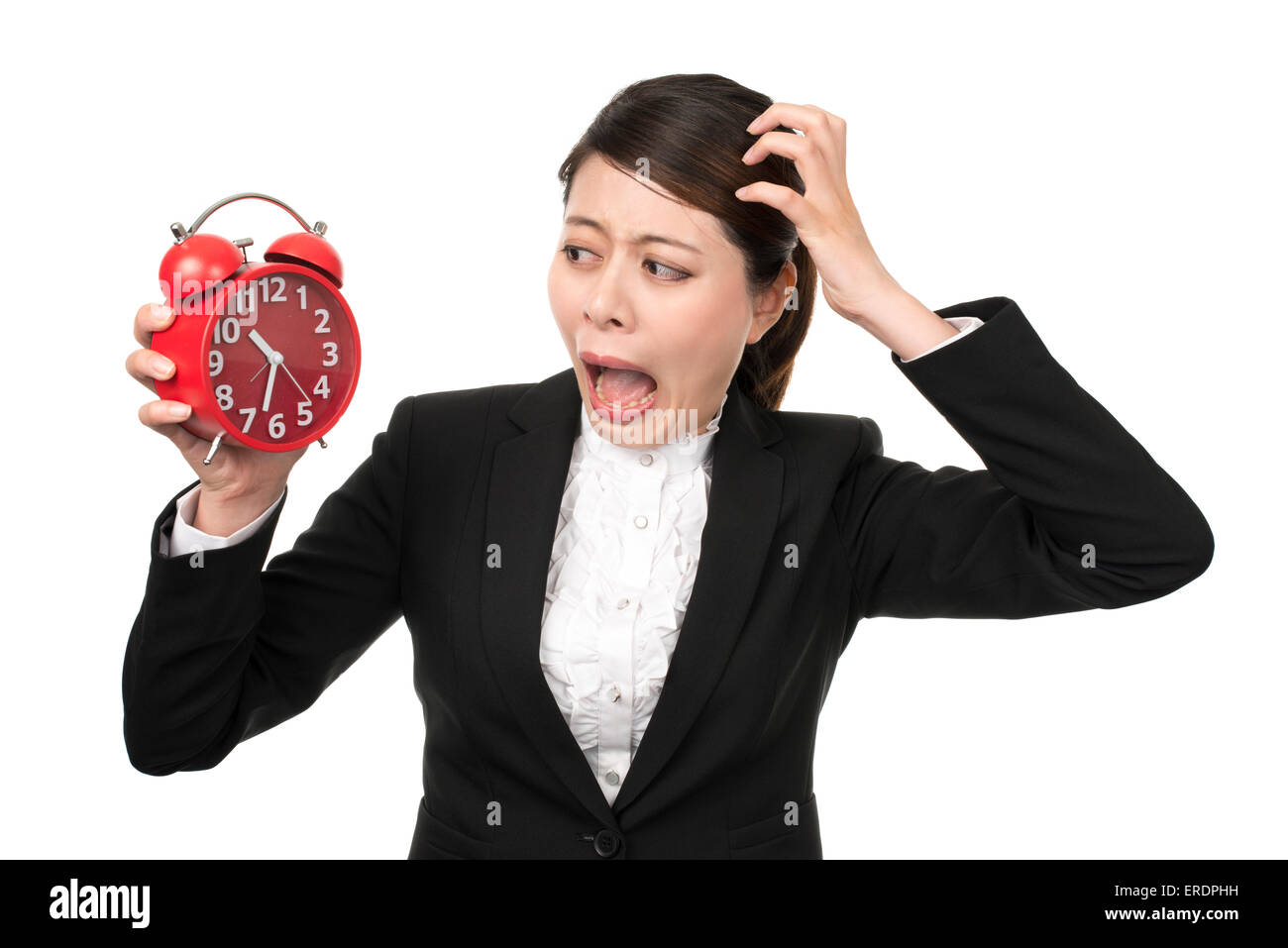 Businesswoman Checking the Time late Stock Photo - Alamy