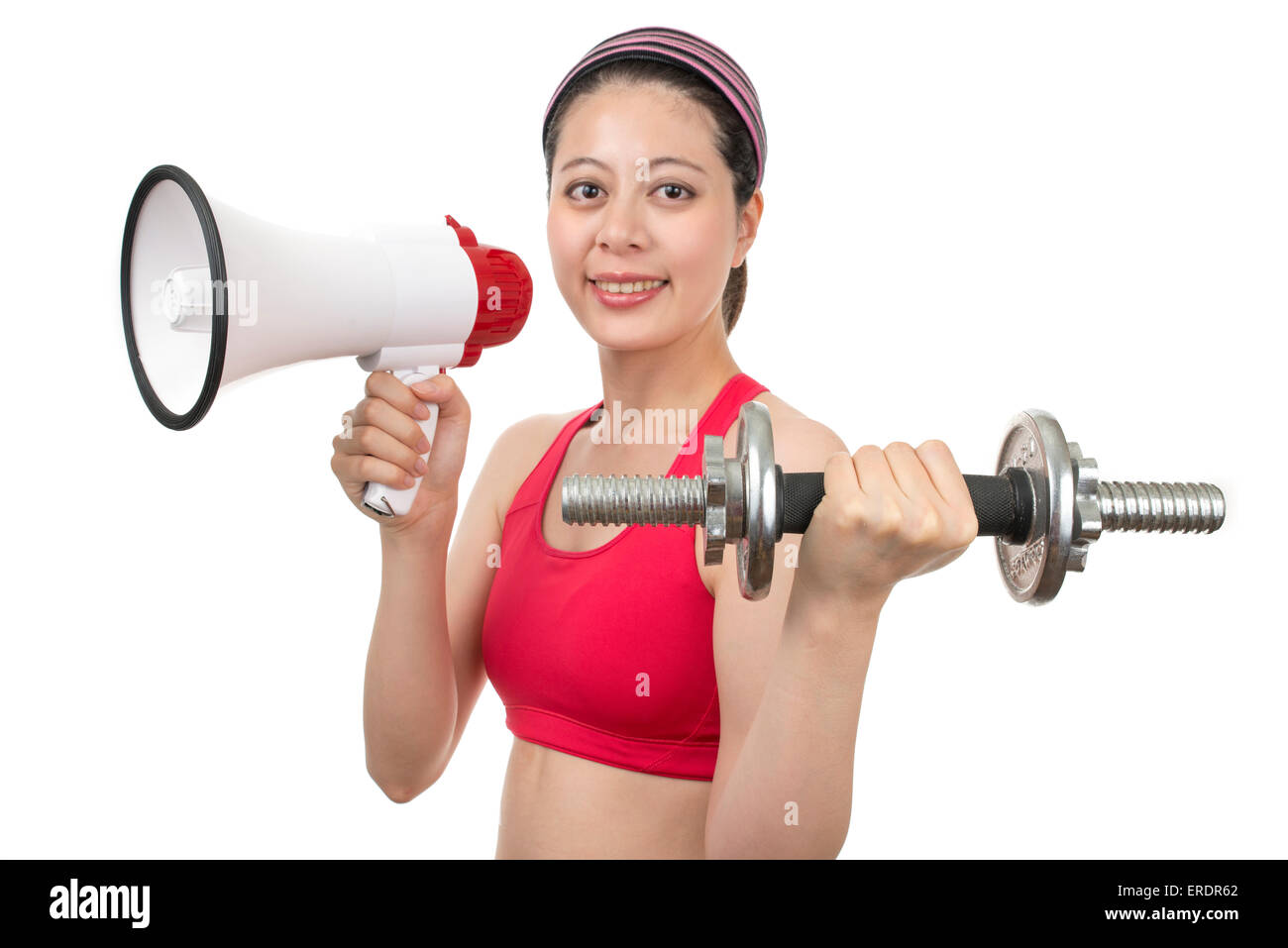 Women Sport Trainer with Megaphone Stock Photo - Alamy