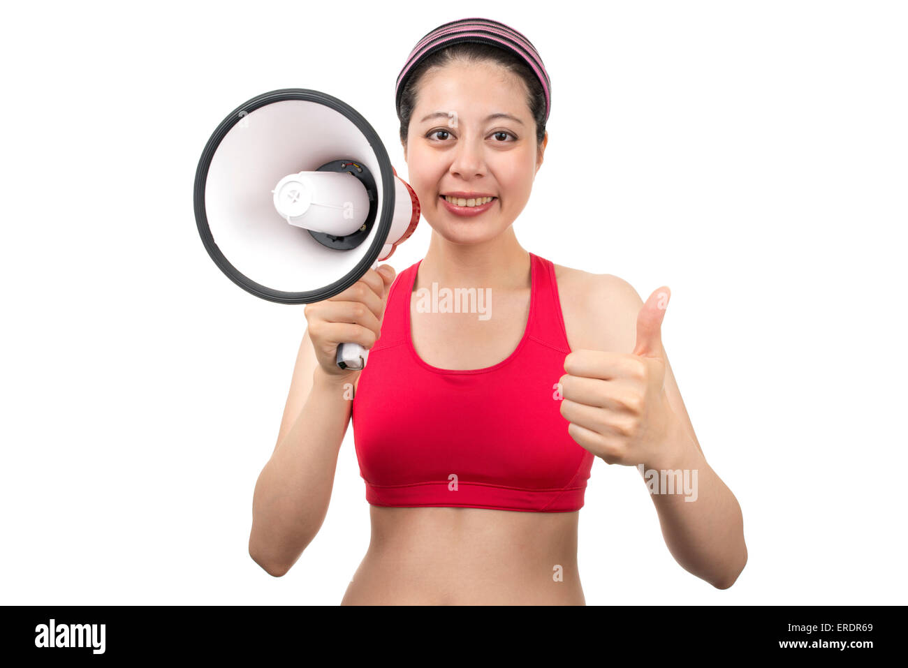 Women Sport Trainer with Megaphone Stock Photo - Alamy