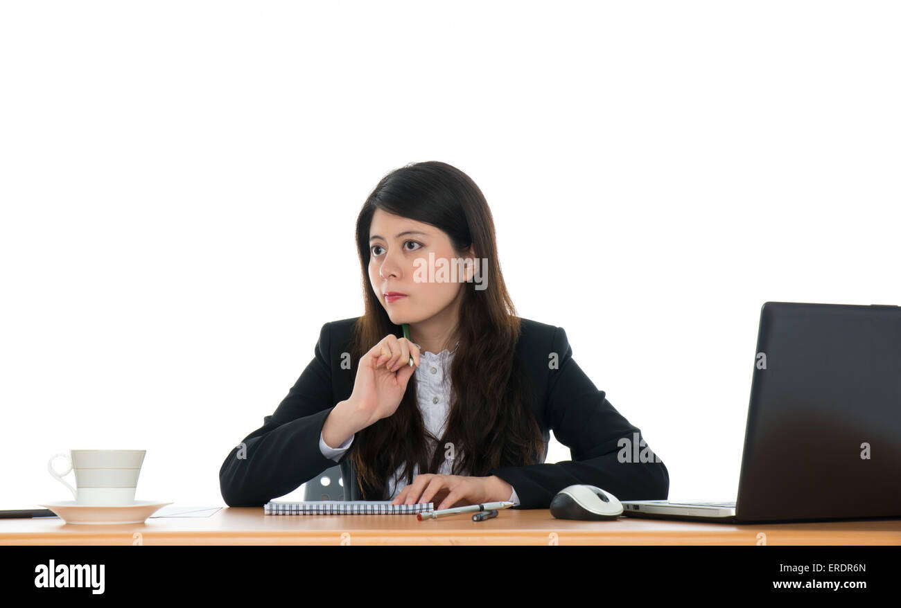 Women thinking pen office hi-res stock photography and images - Alamy
