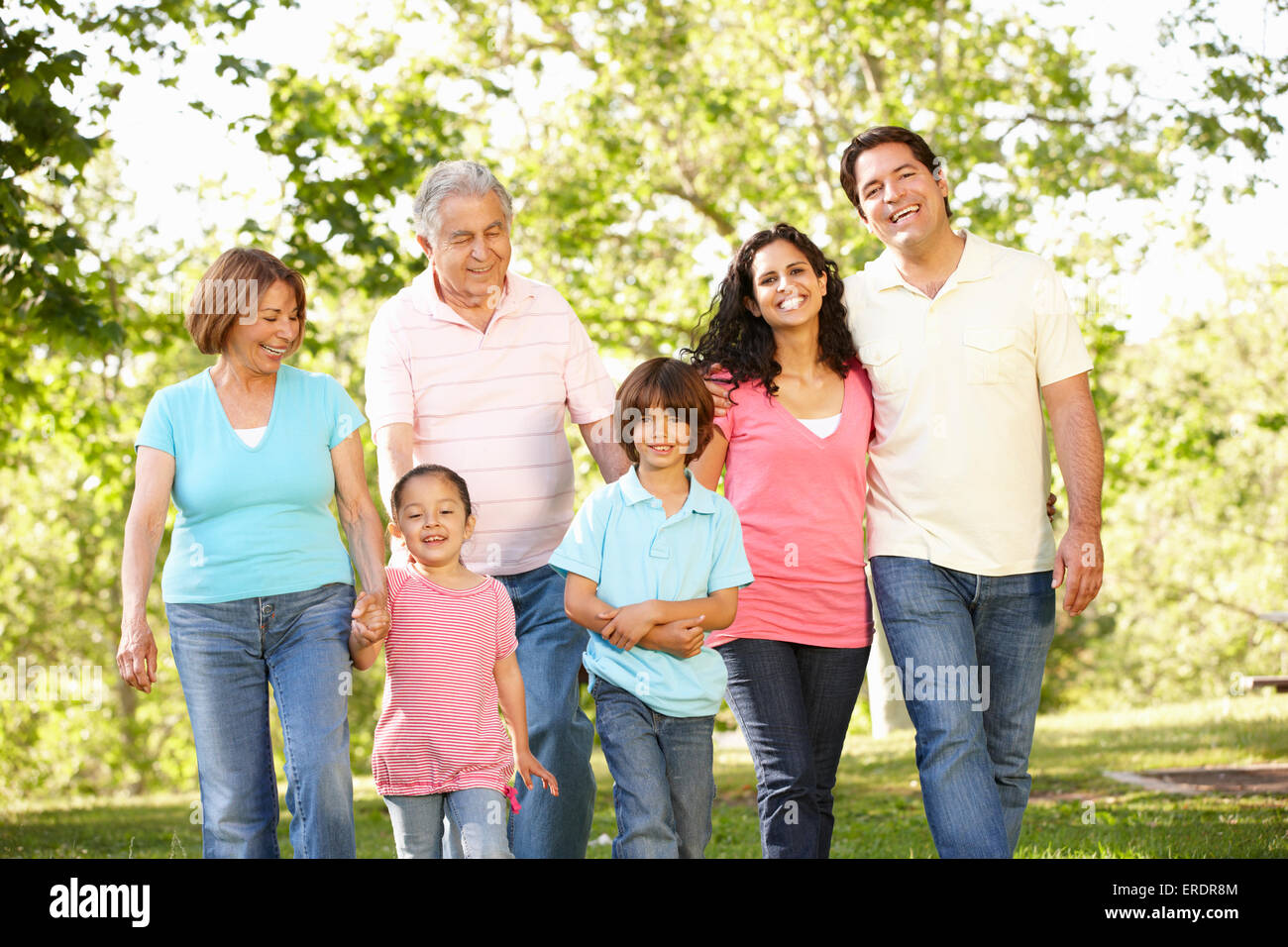 Hispanic group park walk hi-res stock photography and images - Alamy