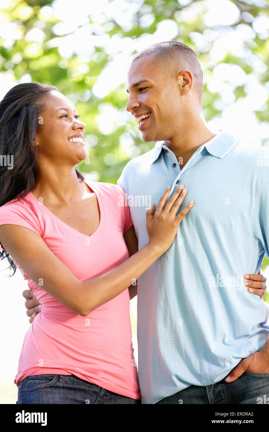Romantic Young African American Couple Walking In Park Stock Photo - Alamy