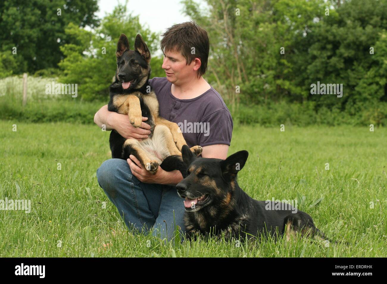 Young man with german shepherd dog hi-res stock photography and images ...