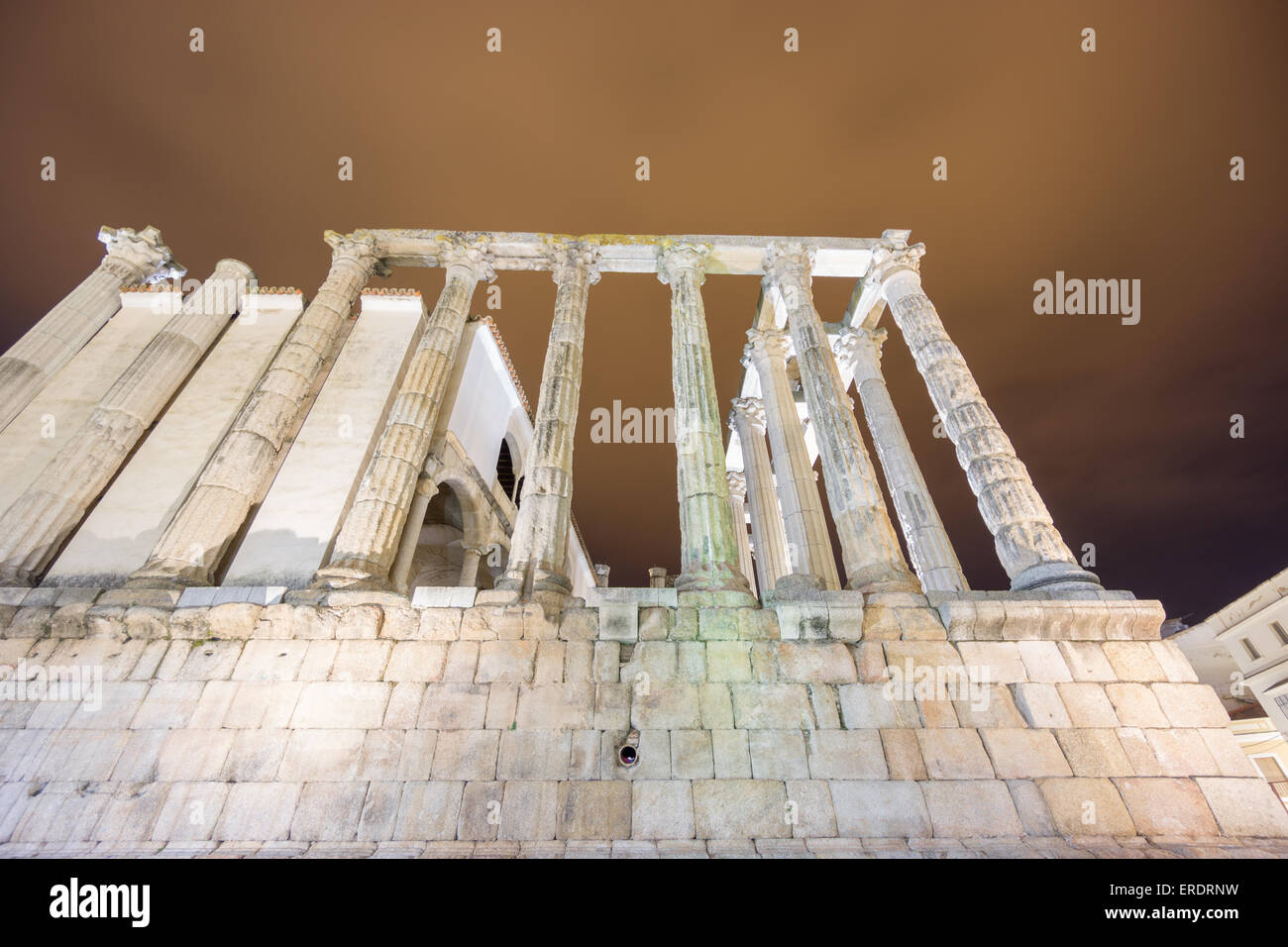 Night view of Temple of Diana in Merida, side view Stock Photo - Alamy