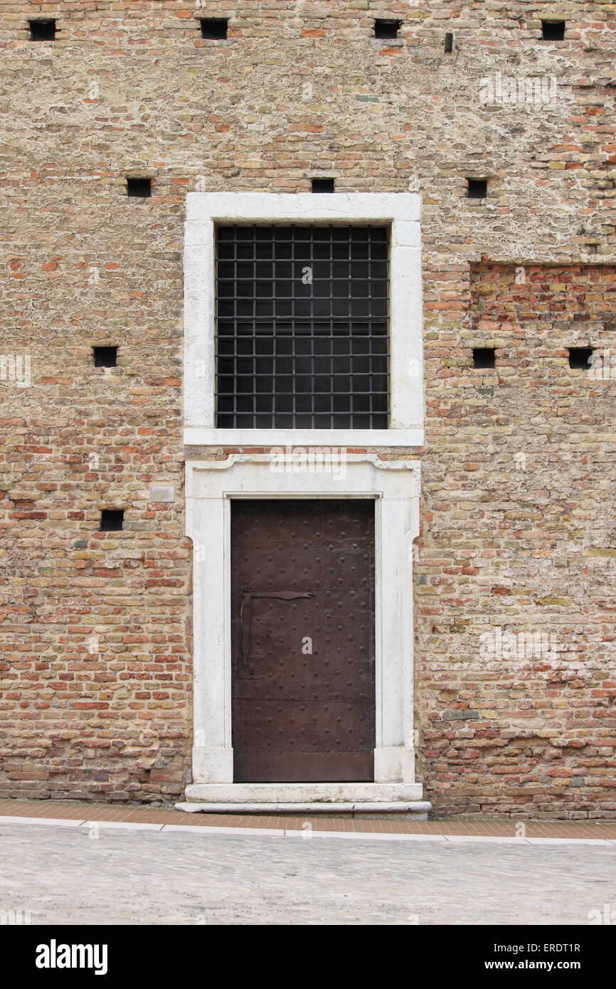 Wooden medieval squared style front door Stock Photo - Alamy