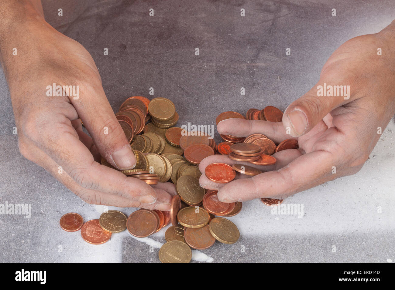 a poor hands taking some coins Stock Photo - Alamy
