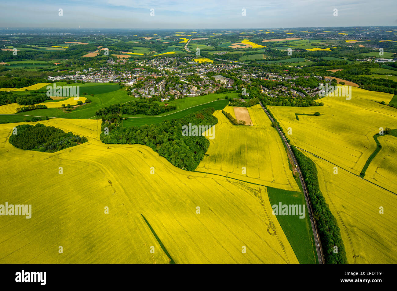 Rapeseed fields around the city of Düsseldorf Unterrath, Erkrath ...