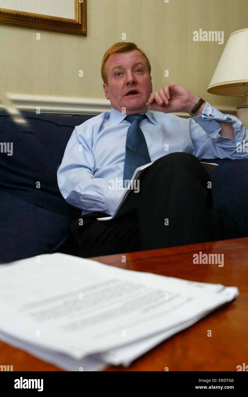 Charles Kennedy leader of the Liberal Democrate's prepares his speech ...