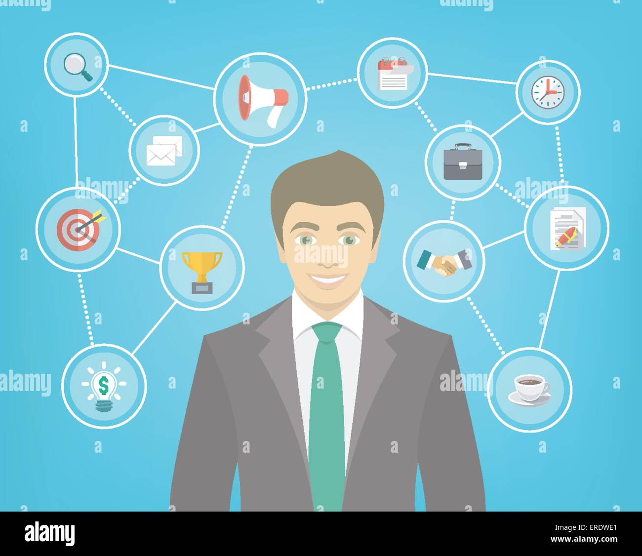 Modern flat conceptual illustration of ambitious young smiling ...