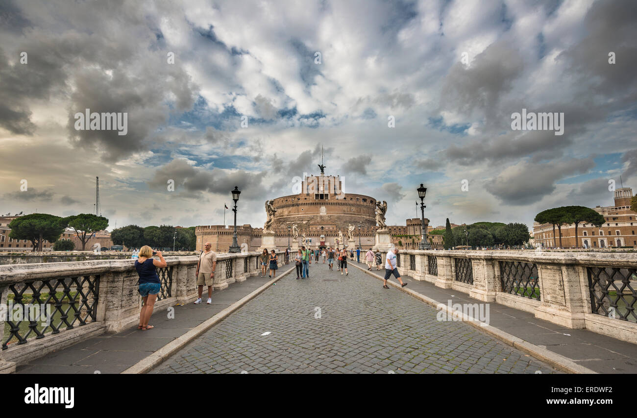 Mausoleum of Hadrian or Castel Sant'Angelo, Ponte Sant'Angelo and the ...