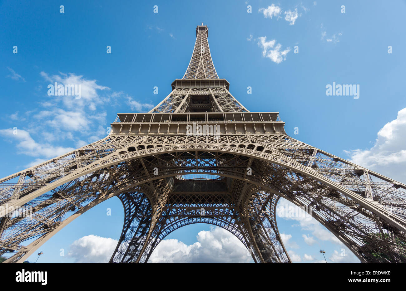 The Eiffel Tower over blue sky, bottom-up view Stock Photo - Alamy The Eiffel Tower over blue sky, bottom-up view Stock Photo - Alamy