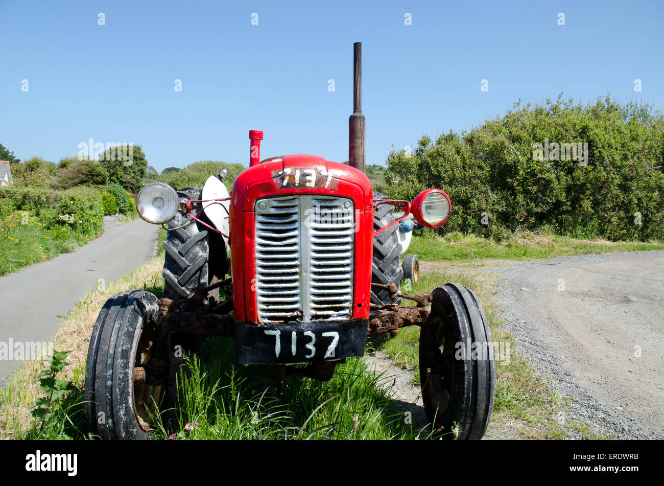 Old Red Tractor Stock Photo - Alamy
