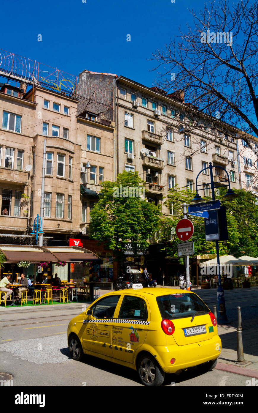 Taxi, Vitosha main street, central Sofia, Bulgaria, Europe Stock Photo - Alamy