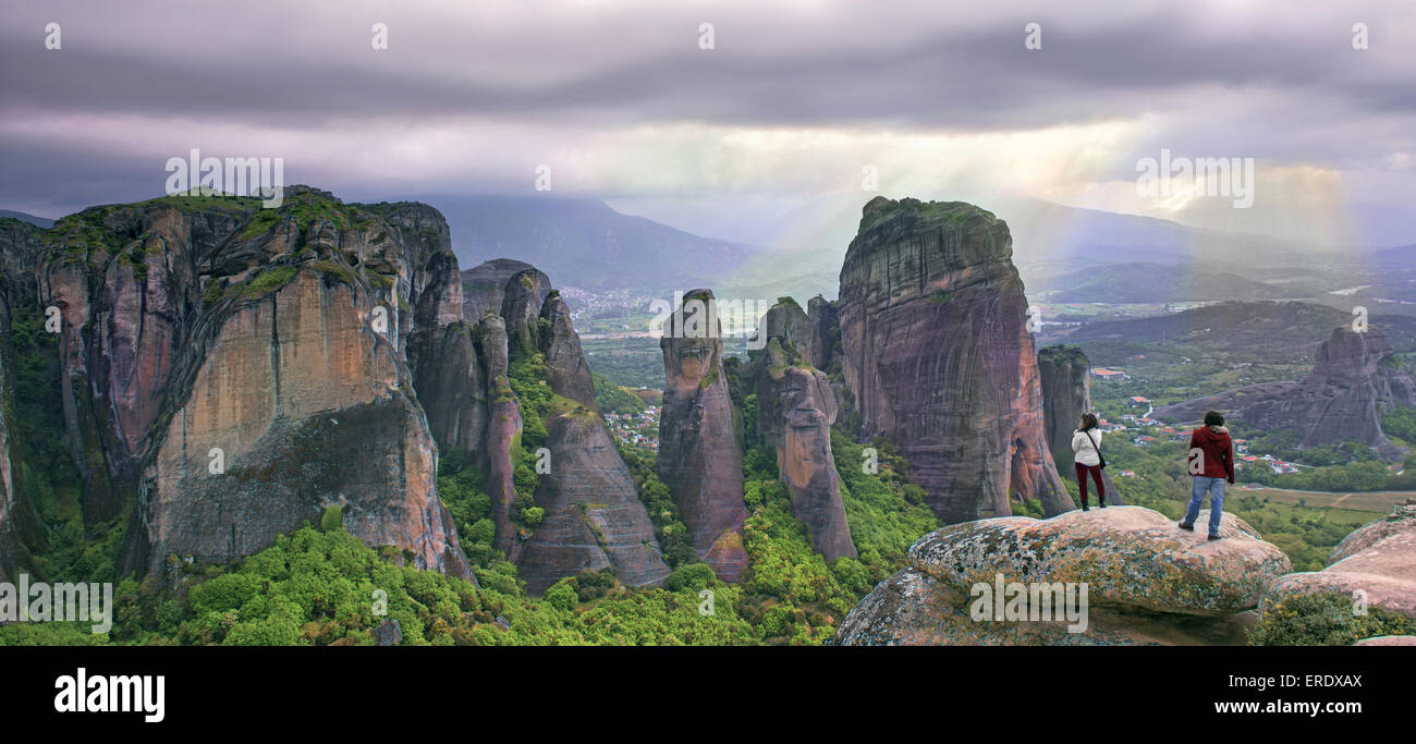 Breathtaking view to Meteora gigantic rocks, a geological phenomenon ...