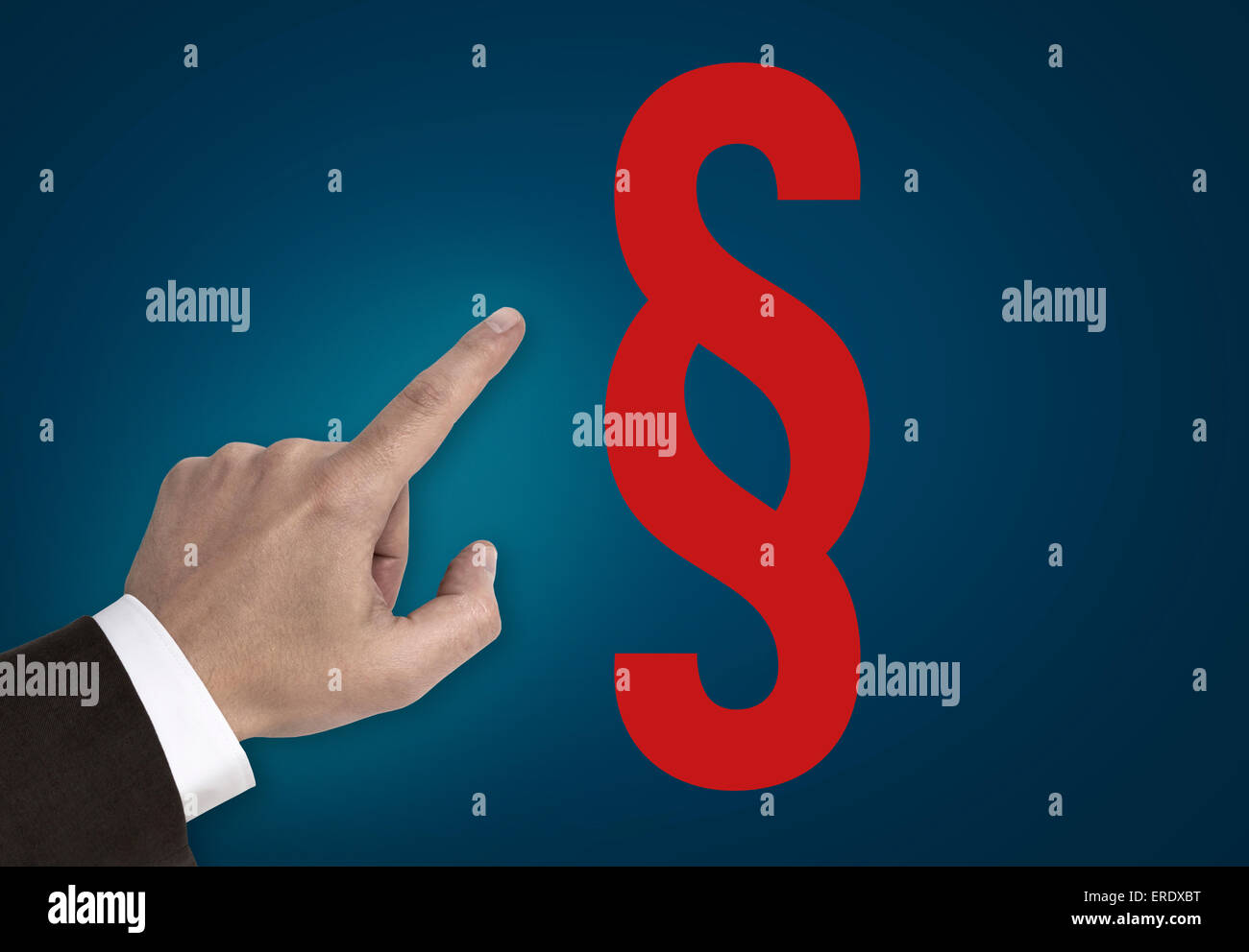 Hand pointing at paragraph sign concept Stock Photo - Alamy
